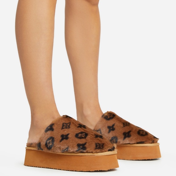 UGG | Shoes | Furry Platform Slip Ons | Poshmark